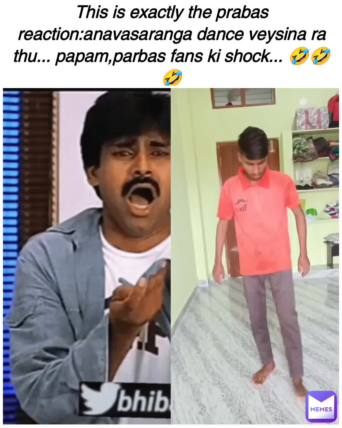 This is exactly the prabas reaction:anavasaranga dance veysina ra thu ...