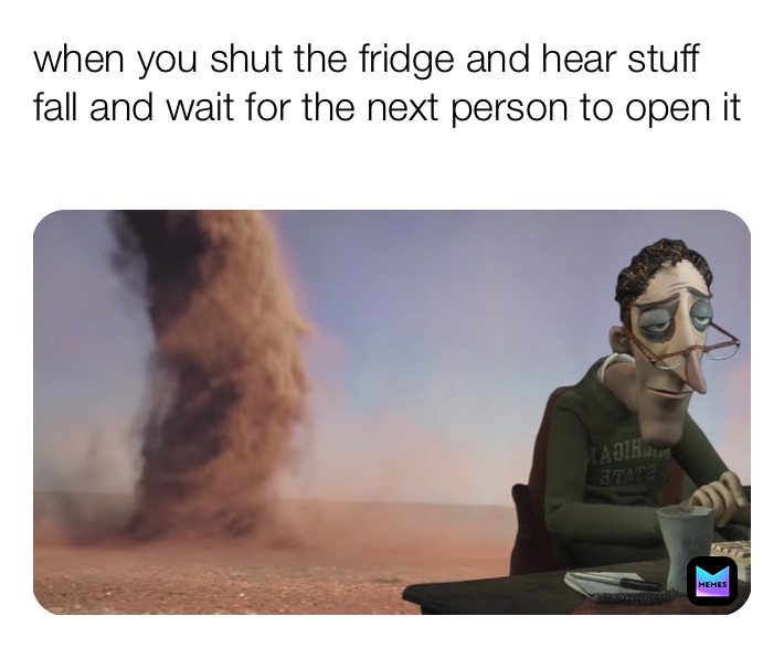 when you shut the fridge and hear stuff fall and wait for the next ...