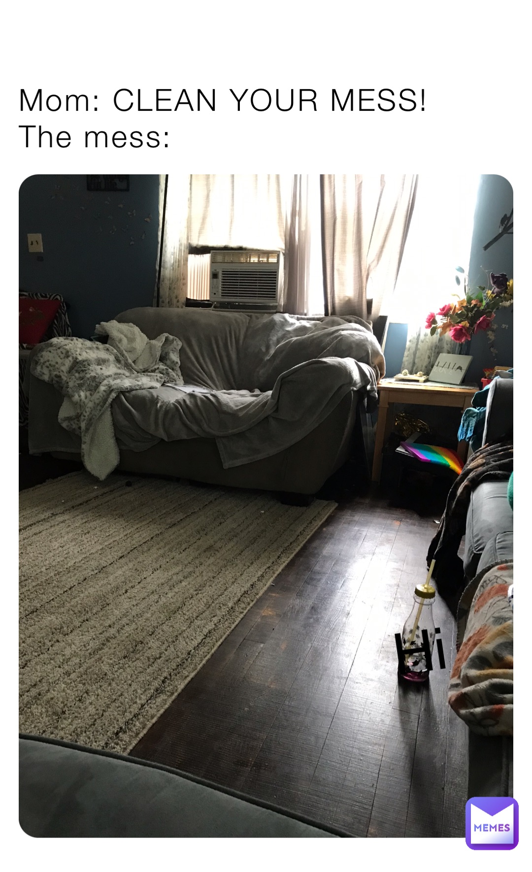 Mom: CLEAN YOUR MESS! The mess: Hi | @zakes128106 | Memes