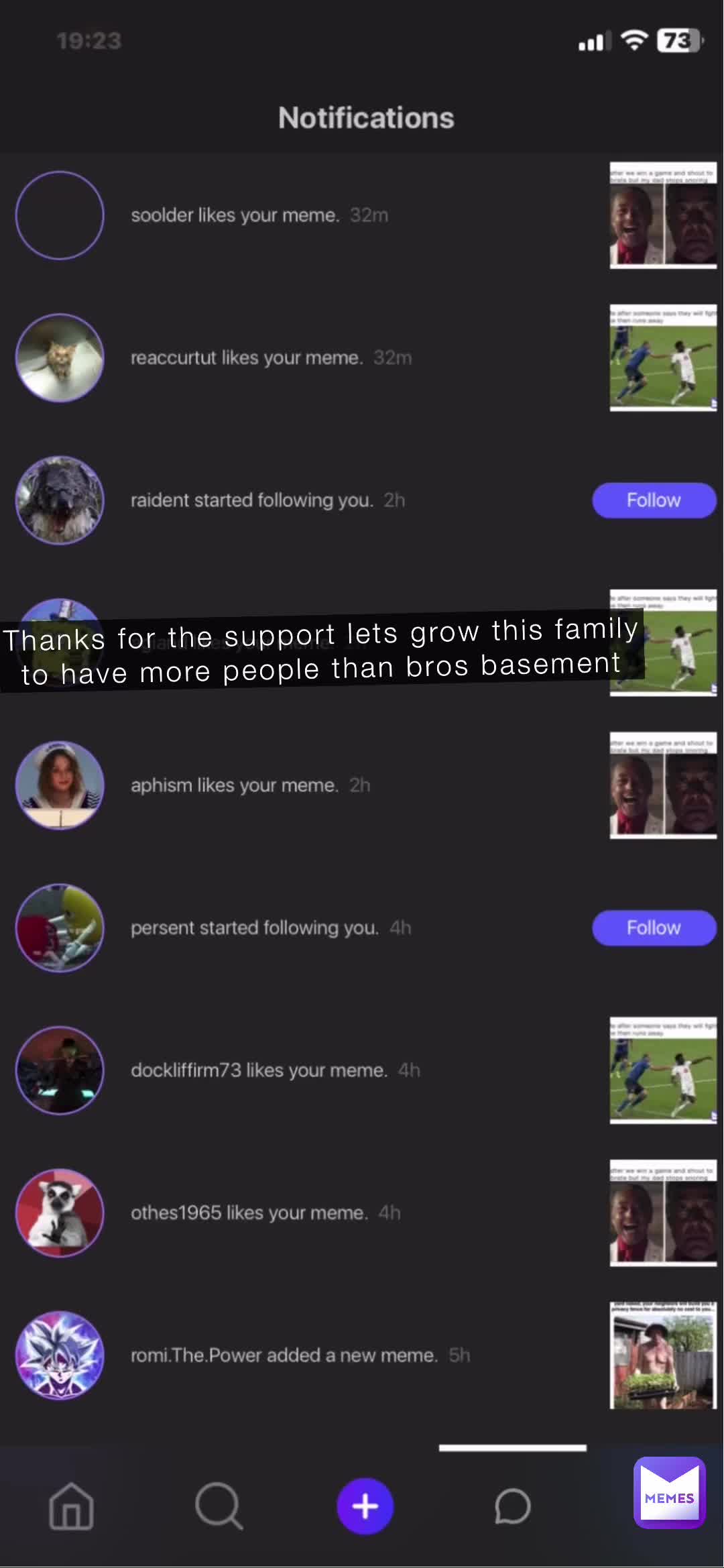 Thanks for the support lets grow this family to have more people than ...