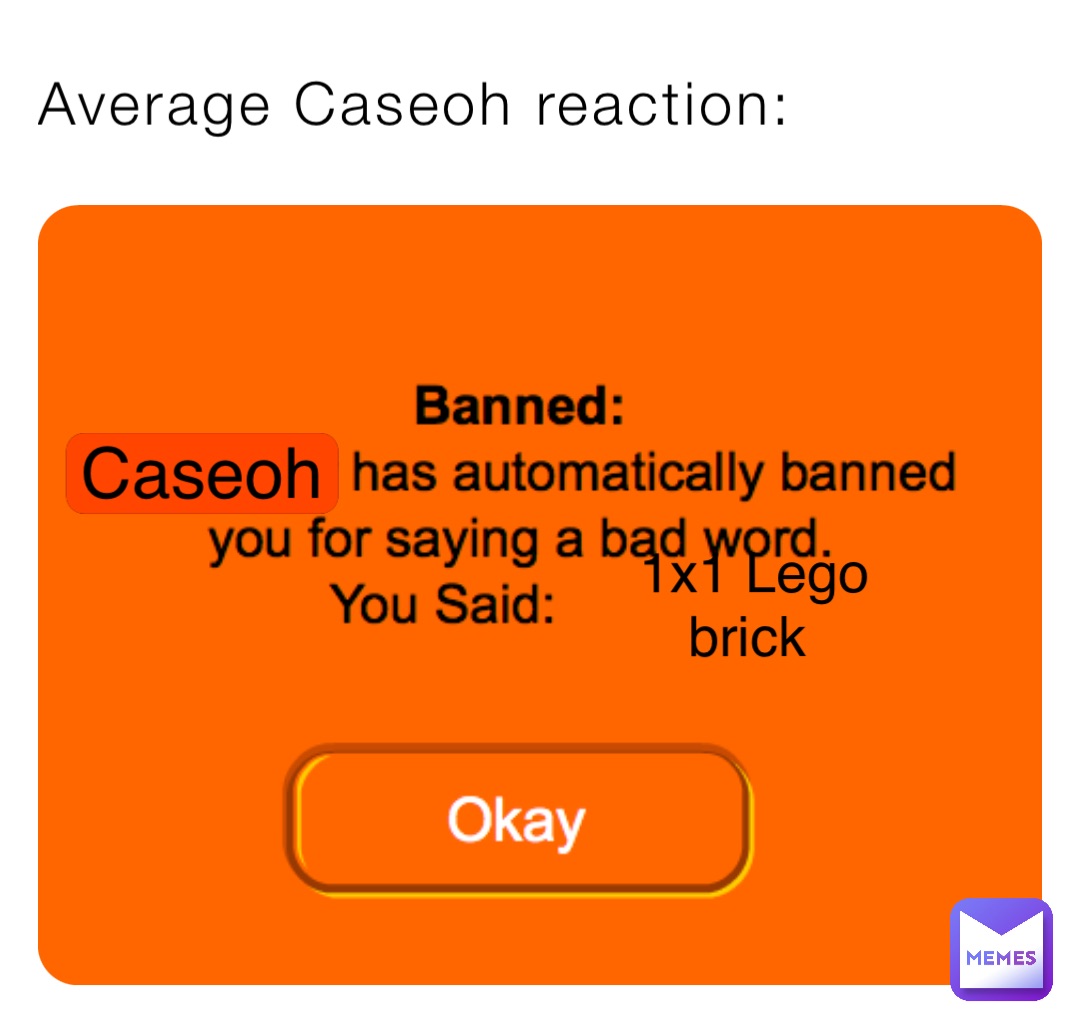 Average Caseoh reaction: Caseoh 1x1 Lego brick | @skibidi_slicer | Memes