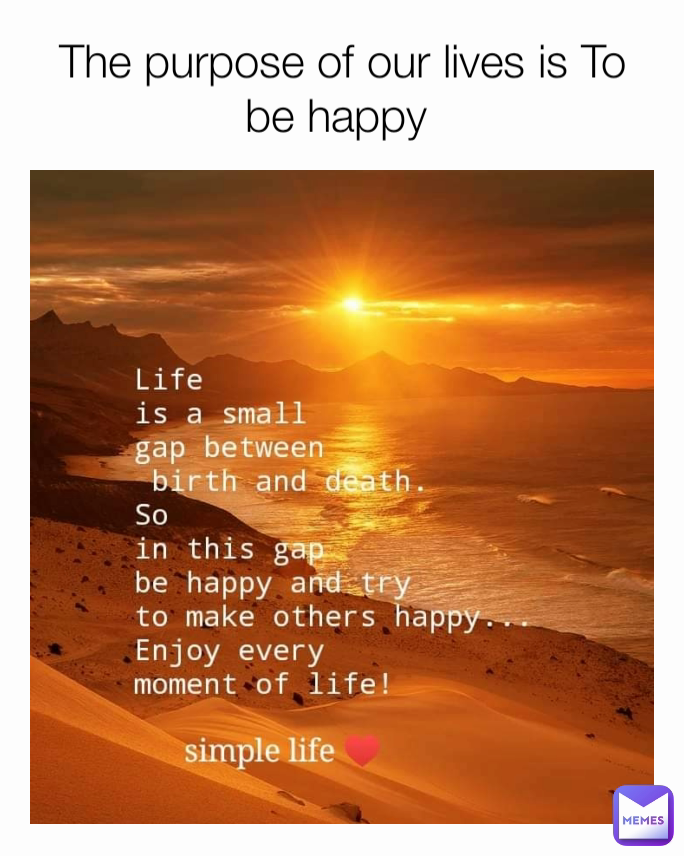 The purpose of our lives is To be happy | @kiran_haseeb13 | Memes