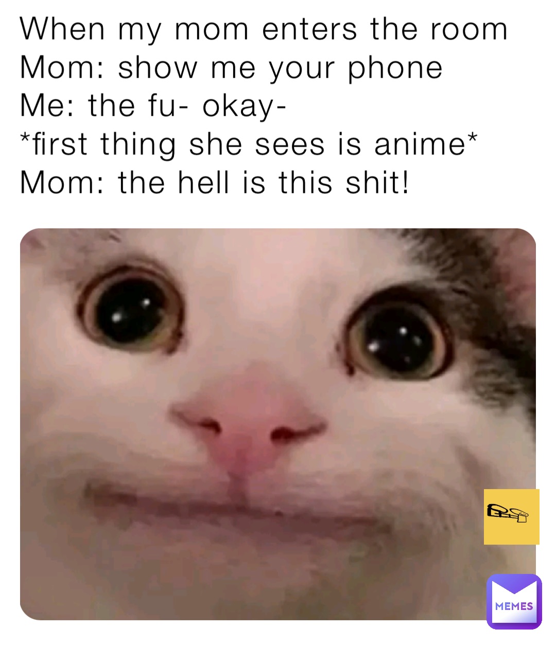 When my mom enters the room Mom: show me your phone Me: the fu- okay ...