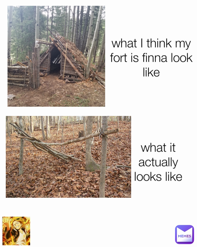 what I think my fort is finna look like what it actually looks like ...