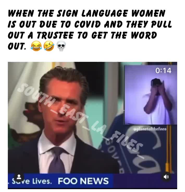 when the sign language women is out due to covid and they pull out a ...