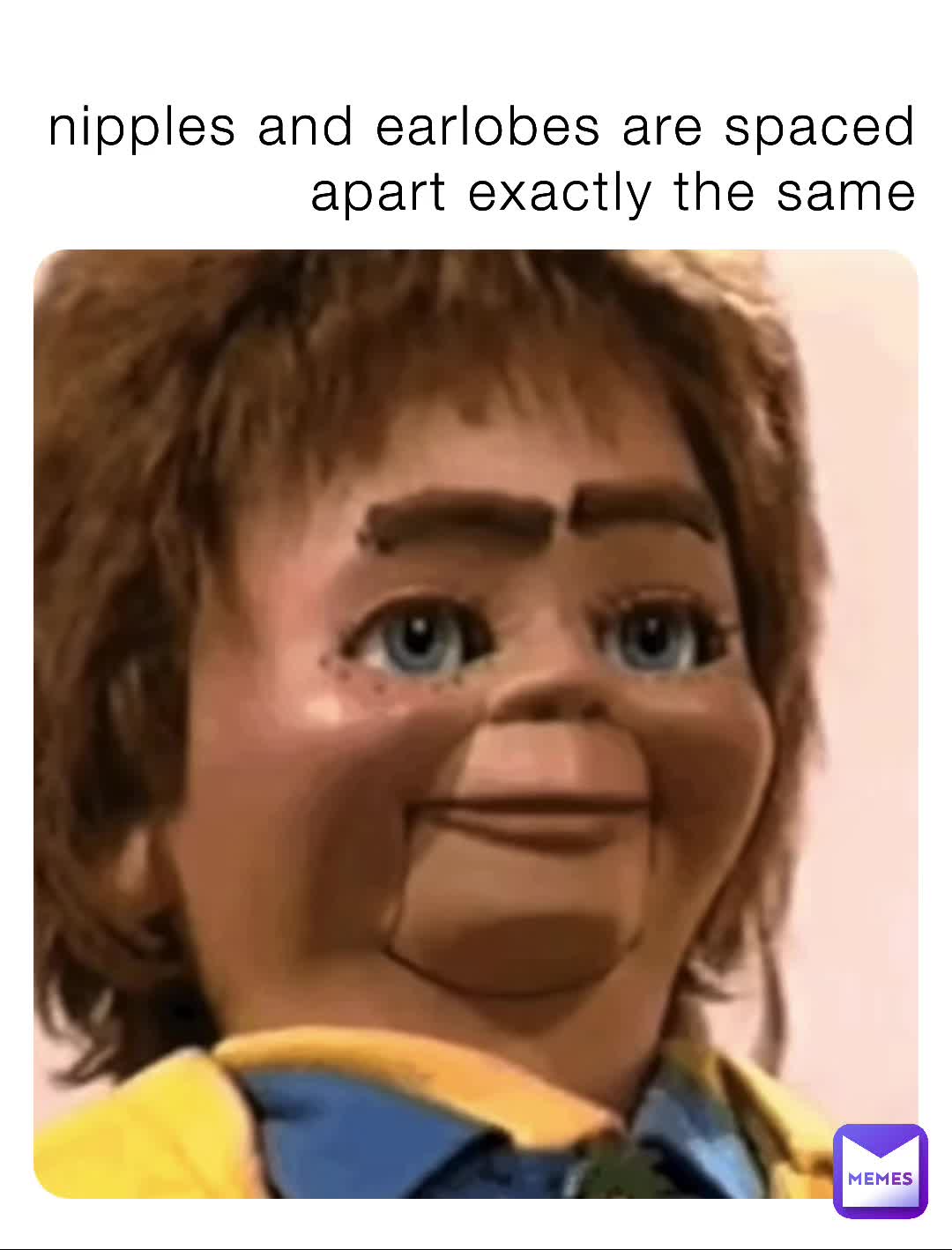 nipples and earlobes are spaced apart exactly the same ...