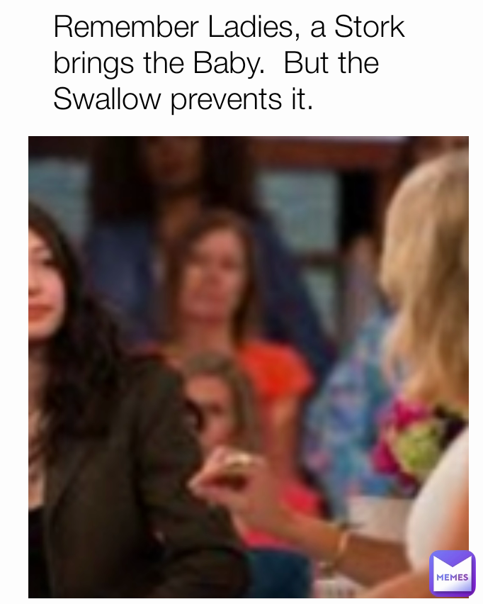 Remember Ladies, a Stork brings the Baby. But the Swallow prevents it ...