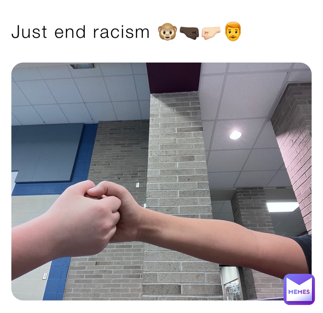 Just end racism 🐵🤜🏿🤛🏻👨‍🦰 | @fatbuttkid | Memes