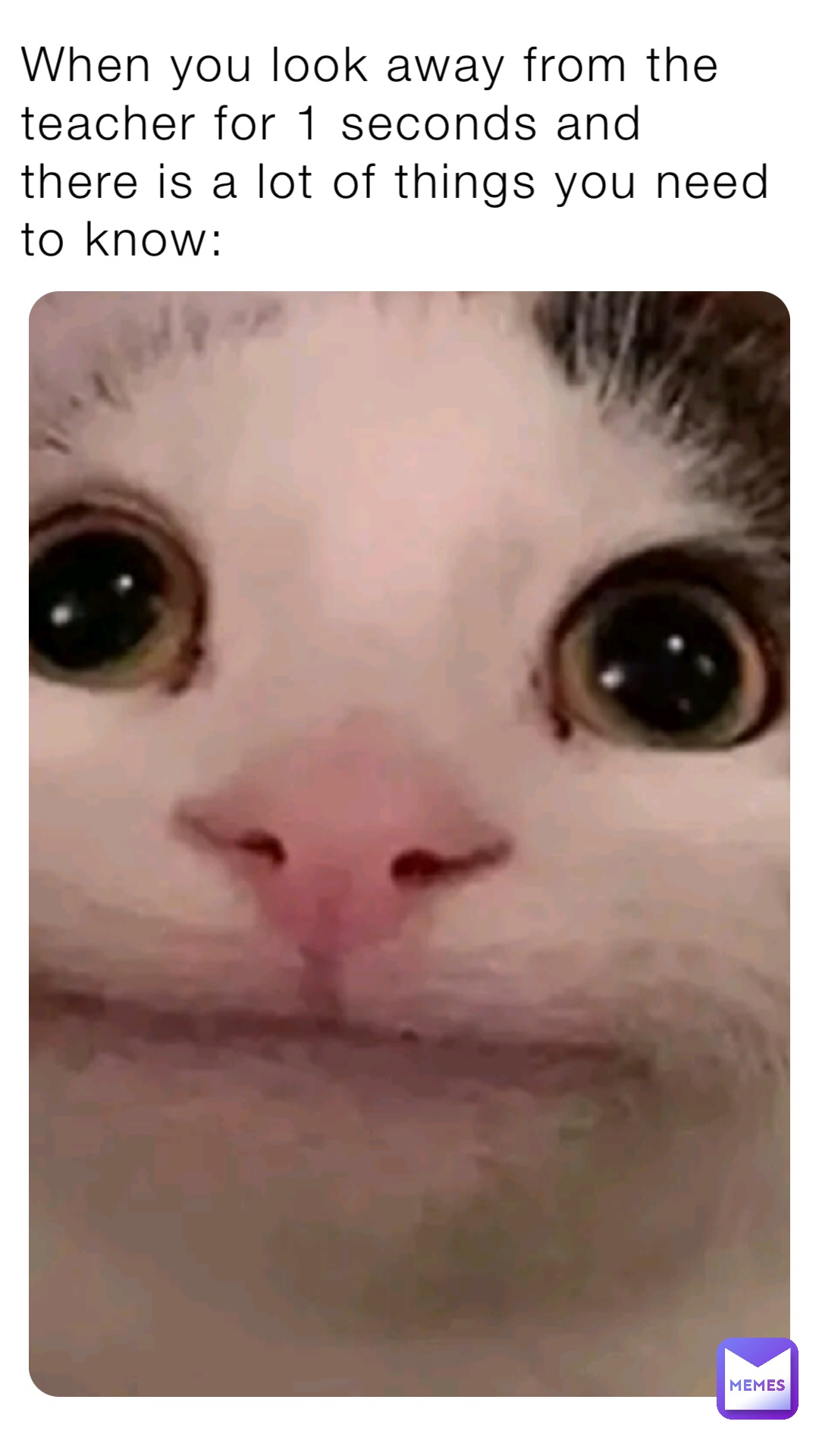 When you look away from the teacher for 1 seconds and there is a lot of ...