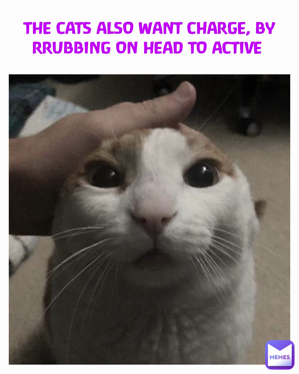THE CATS ALSO WANT CHARGE, BY RRUBBING ON HEAD TO ACTIVE ...